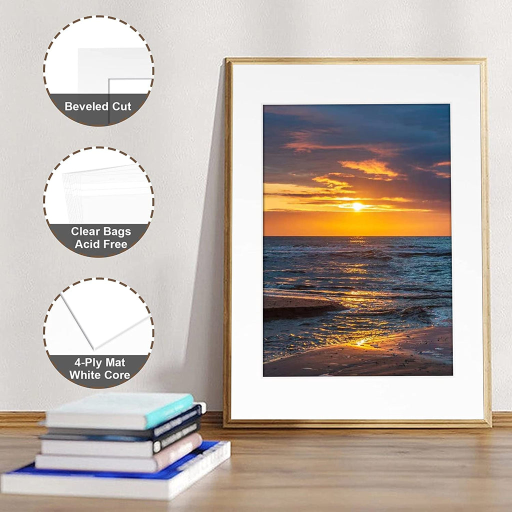 Pack of 25 sets of 11x14 for 8x10 Photo White Mat Matte Board with Bac ...